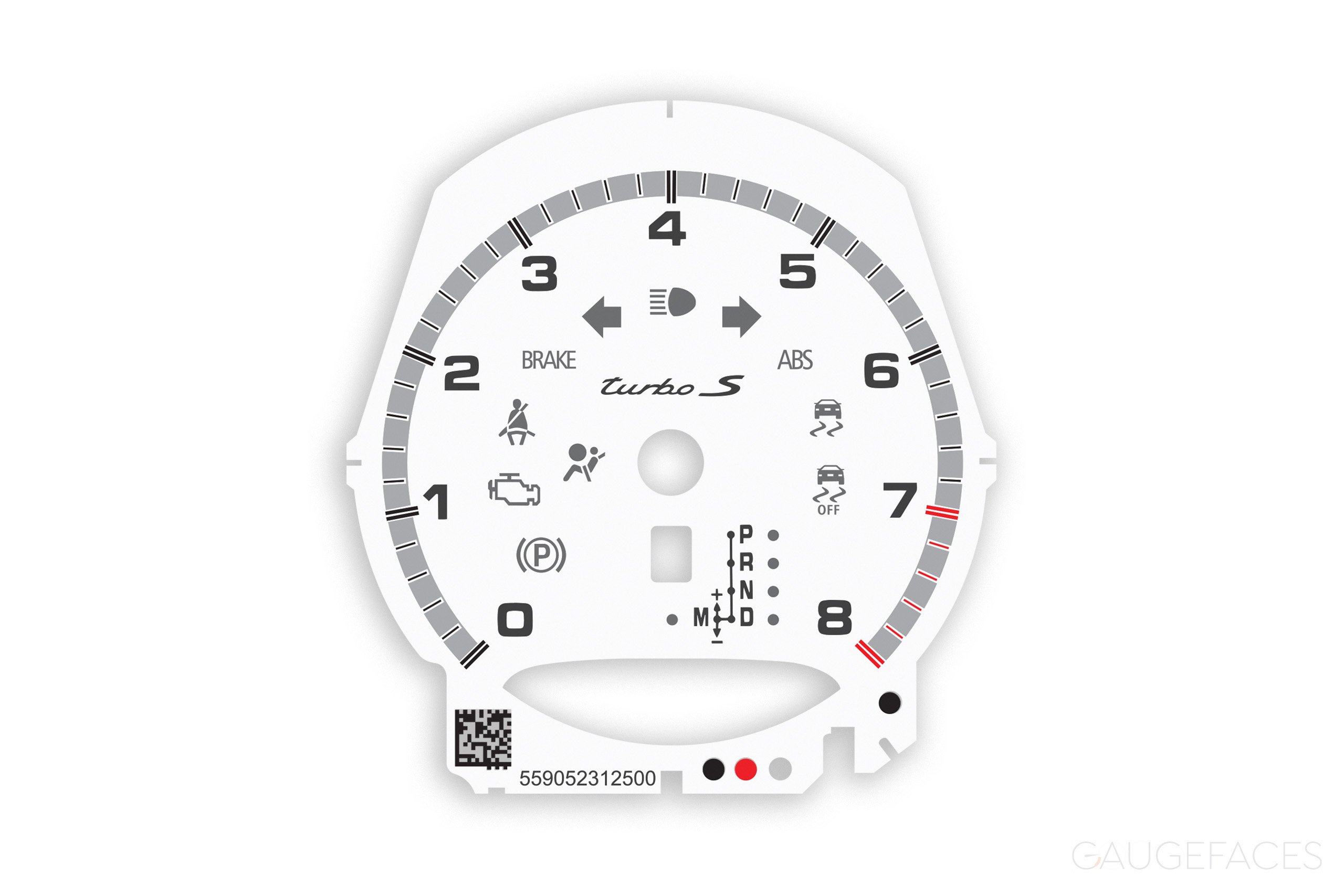 Porsche 911 (Type 991) Turbo S Gauge Face Tachometer – 8000 RPM – PDK ...