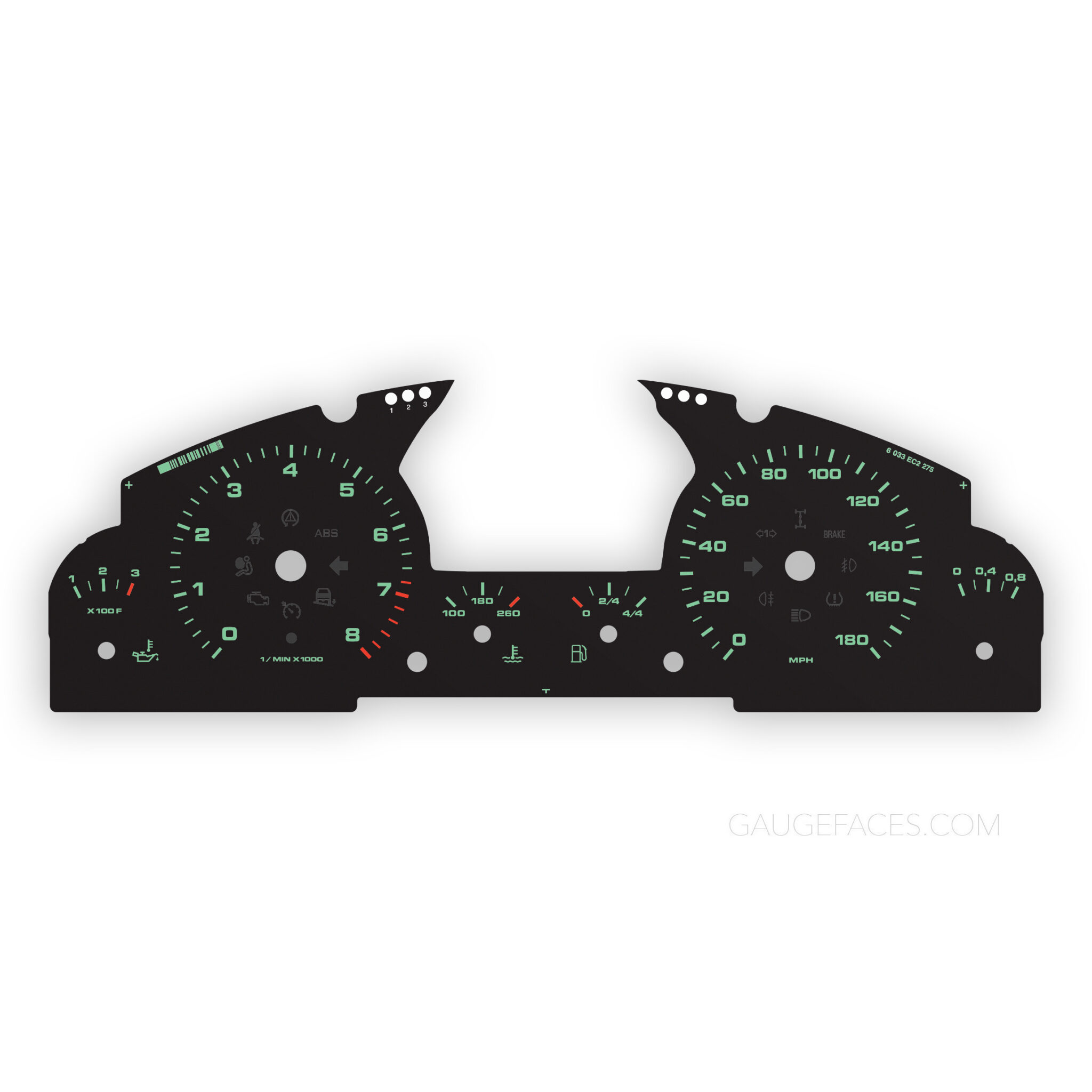 Porsche Cayenne 955 / 957 Turbo (S) Instrument Face – 8000 RPM – 180 ...
