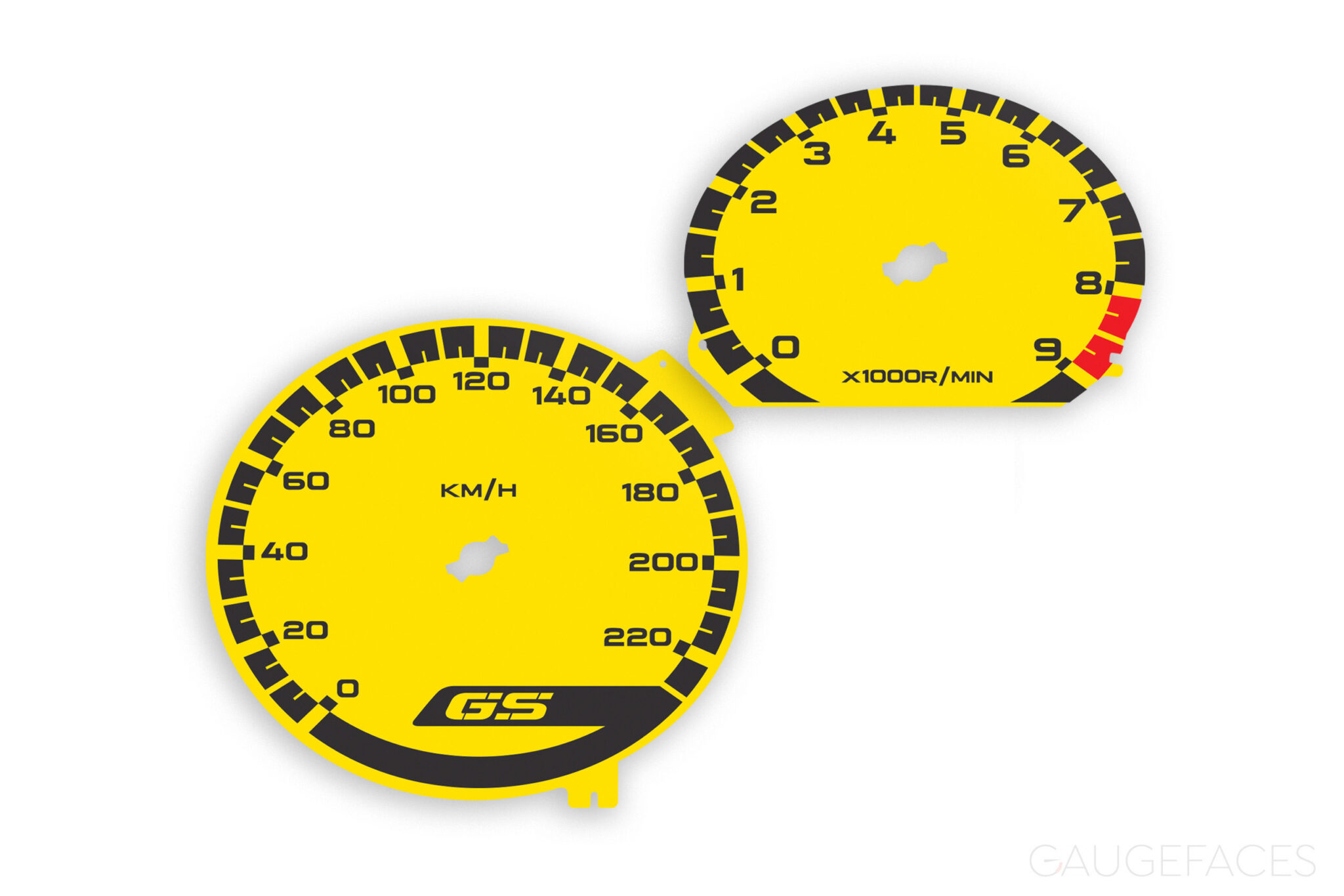 BMW R1200 GS Gauge Faces – 220 KM/H – Yellow with Black Numbers - Gauge ...