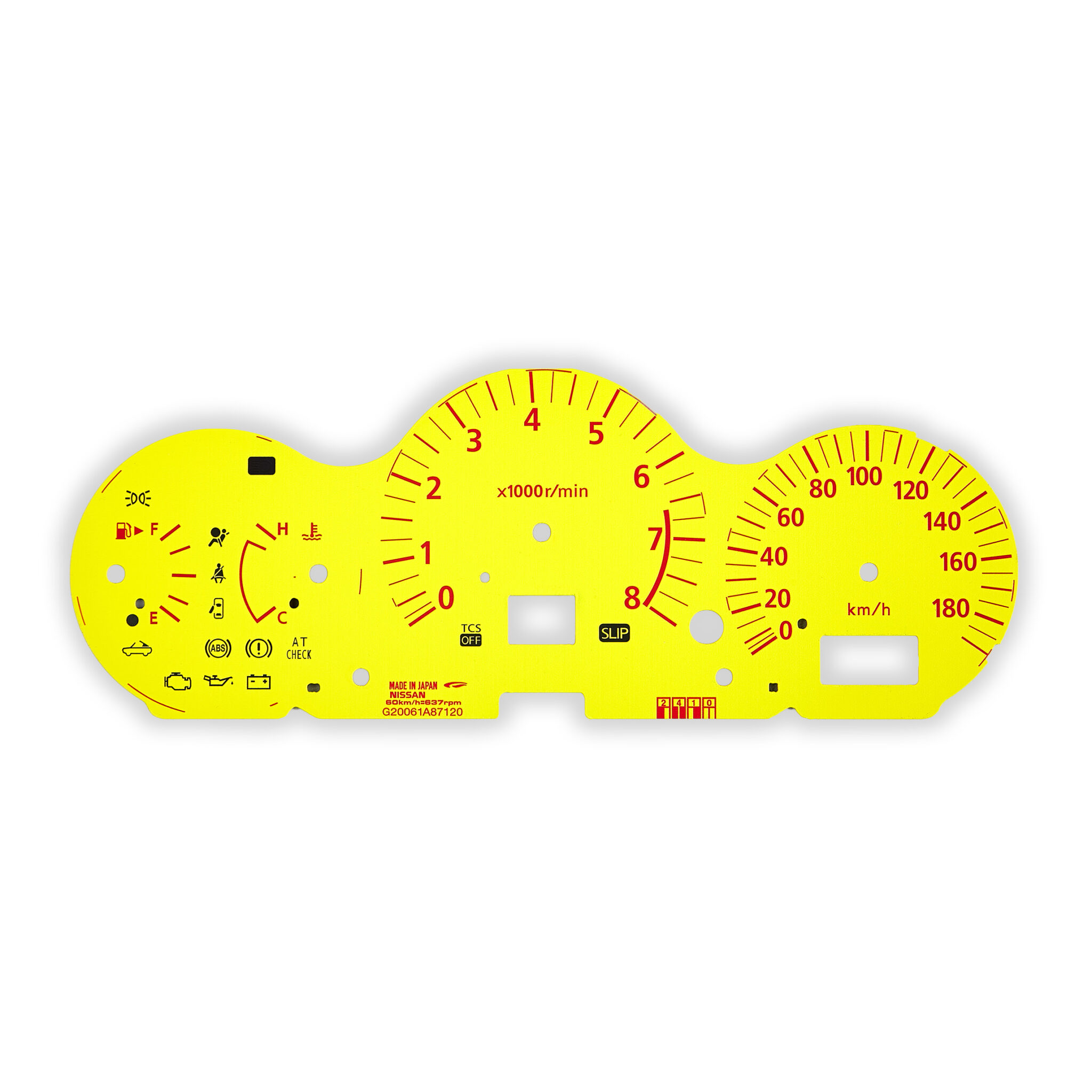Nissan 350Z Drift Car Instrument Gauge Faces – 180 KMH – Yellow with ...