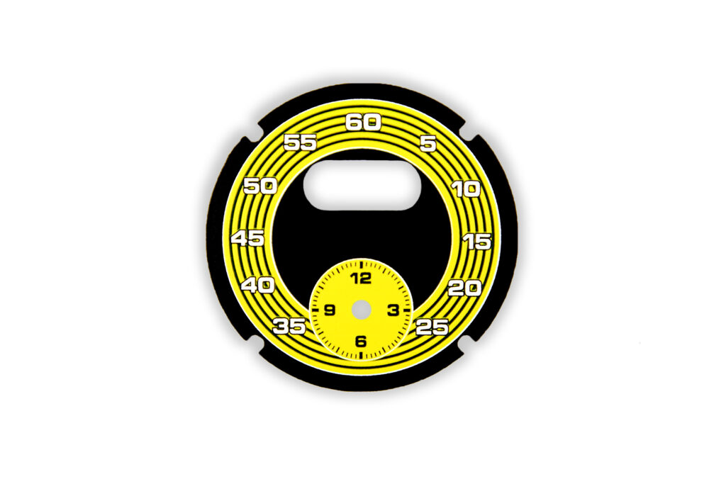 Porsche Sport Chrono Clock Dial Gauge Face – Black with Classic Yellow ...