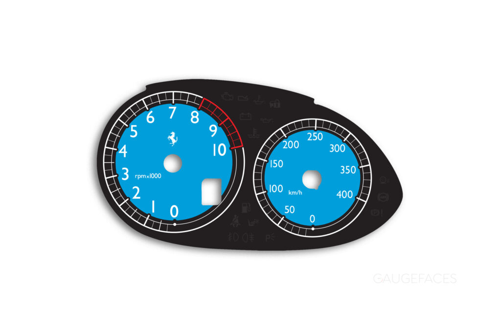 Ferrari F599, F612, Enzo Cluster Gauge Faces – 400 KMH – Black with ...