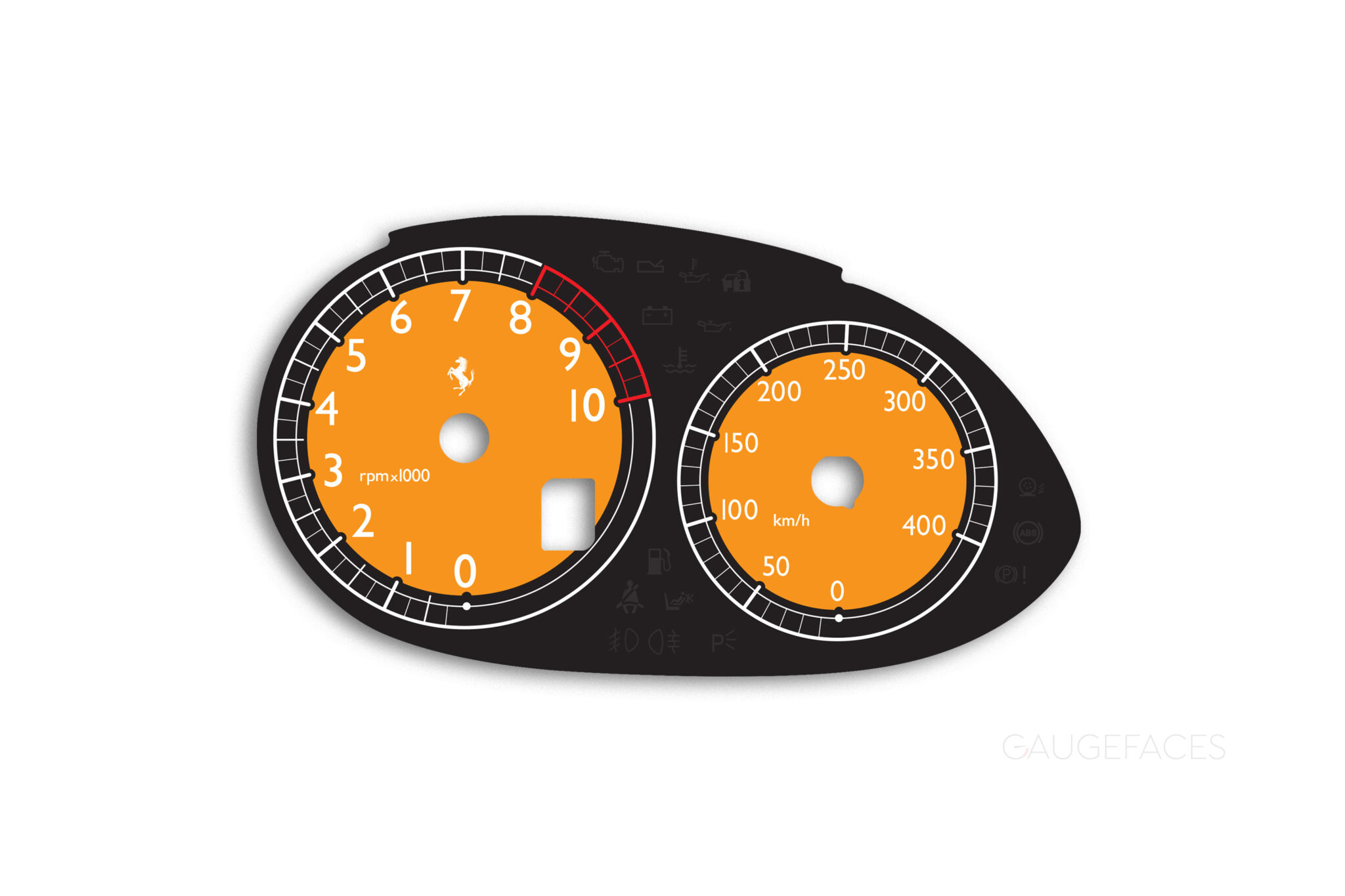 Ferrari F599, F612, Enzo Cluster Gauge Faces – 400 KMH – Black with ...
