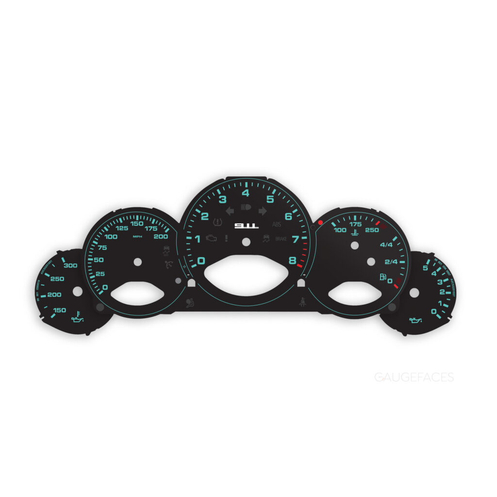 Porsche 911 997 (Gen 1&2) Gauge Faces Set – 911 Classic Logo – Black ...