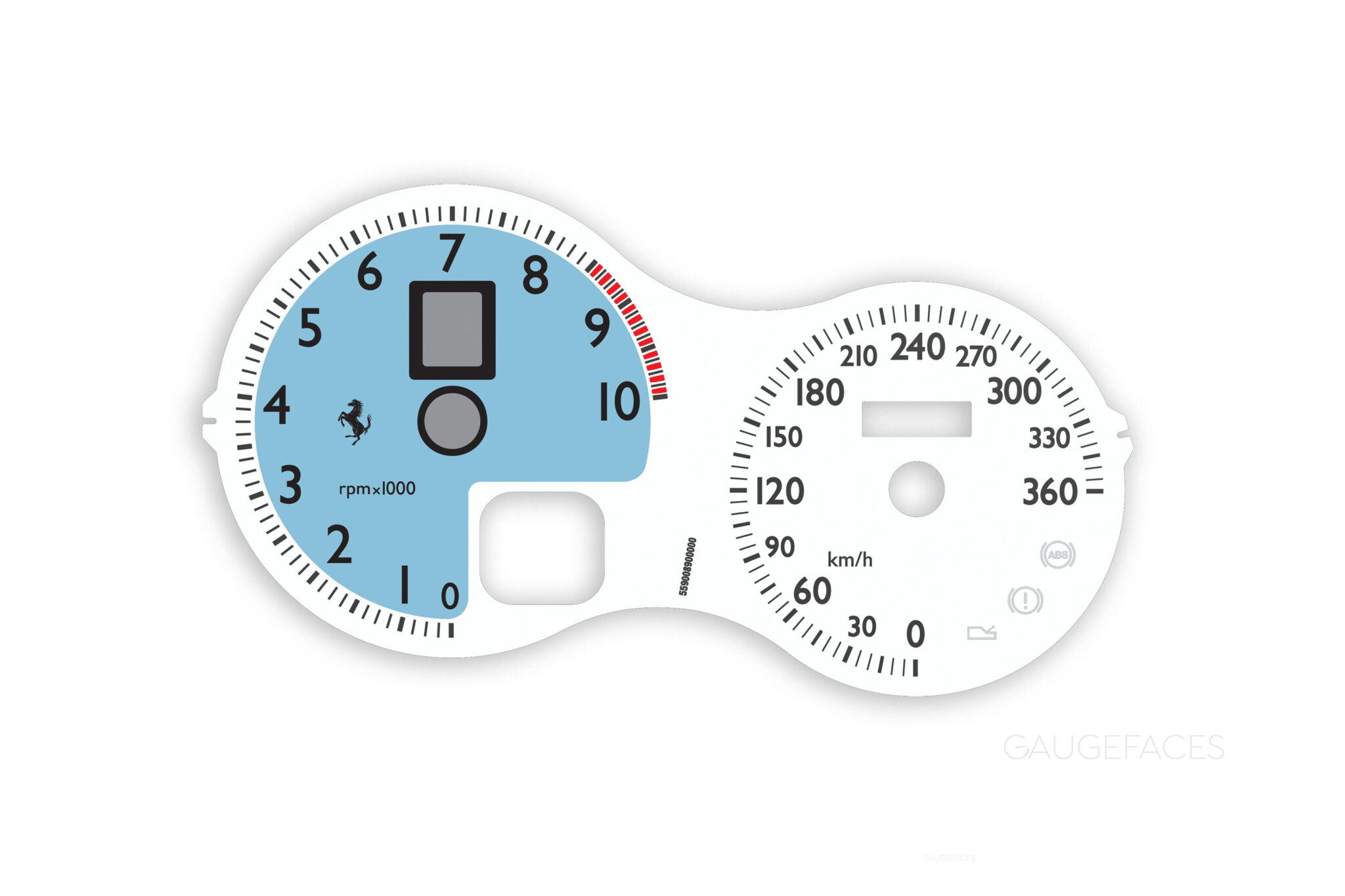 Ferrari F360 F430 (Type F131) Gauge Faces Set – 360 KM/H- White with ...