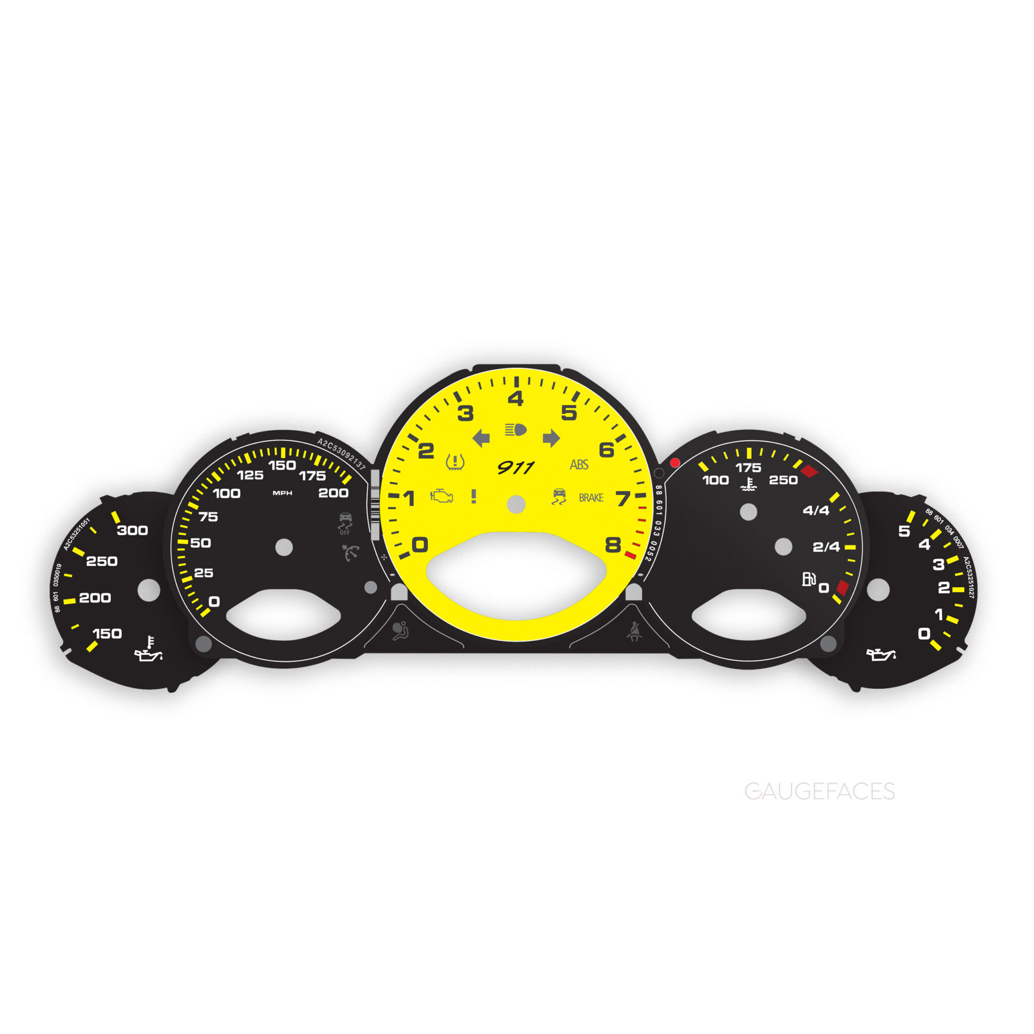 Porsche 911 997 (Gen 1&2) Gauge Faces Set – OPTIONS – 911 Logo – Black ...