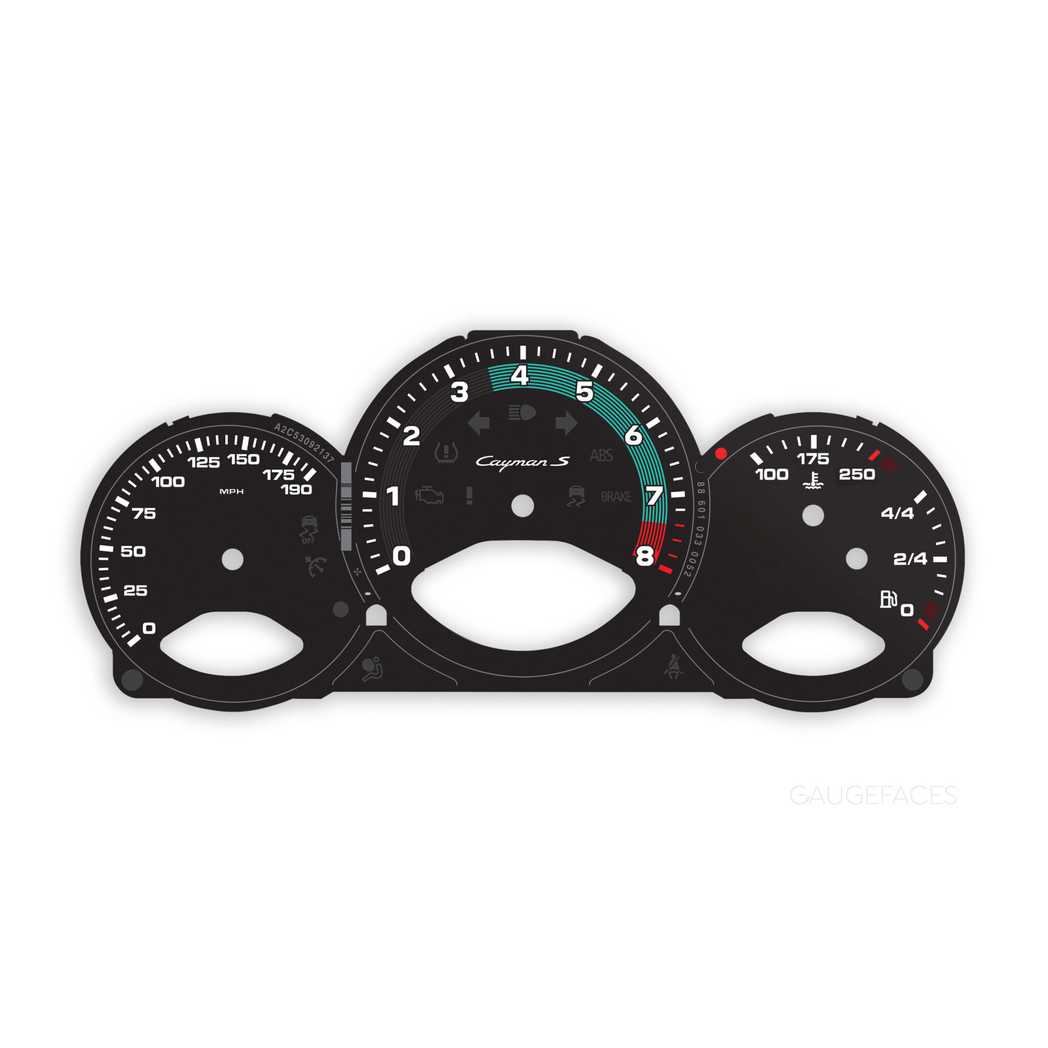Porsche 987 Cayman S Instrument Gauge Faces – OPTIONS – 8000 RPM ...