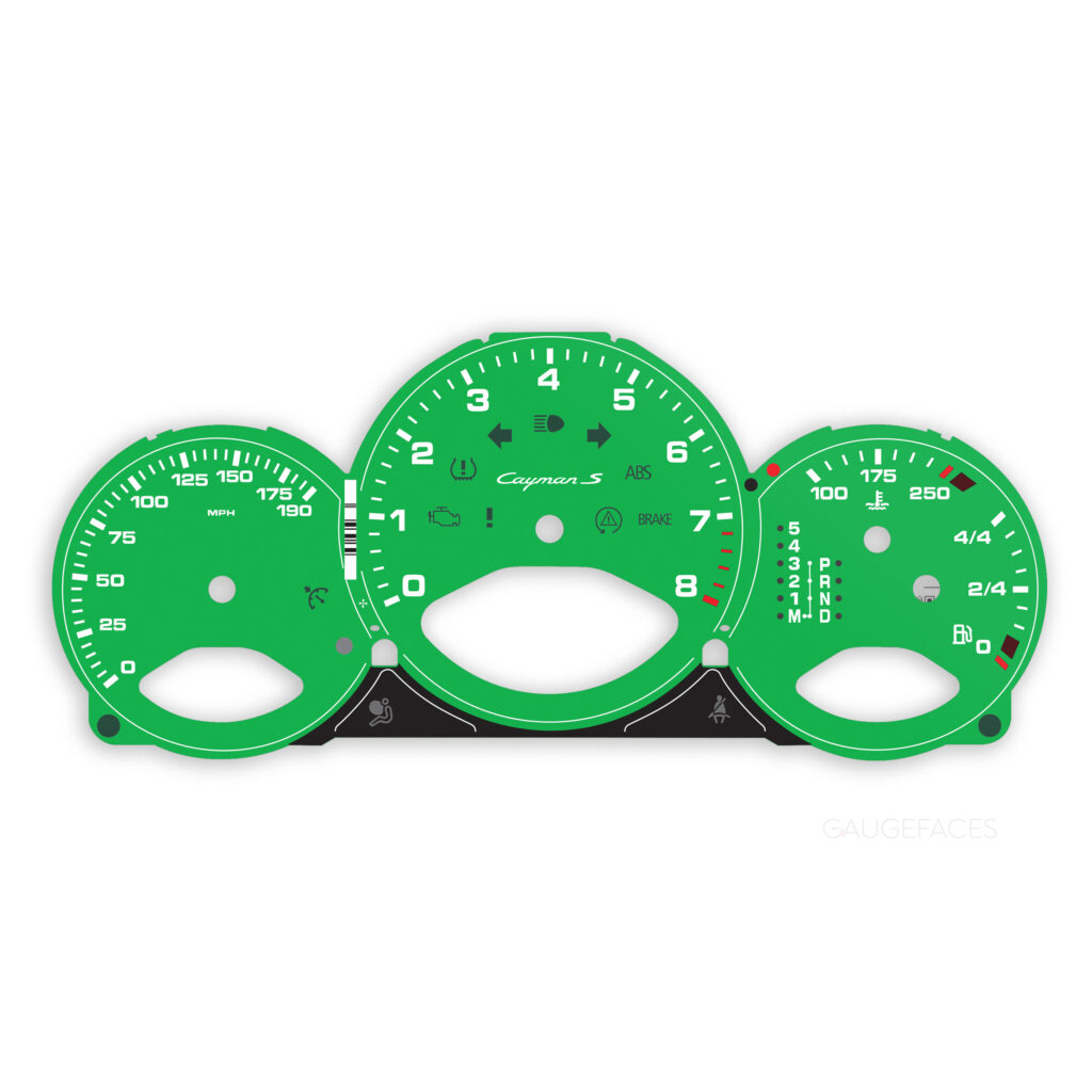 Porsche 987.1 Cayman S Instrument Gauge Faces – OPTIONS – 190 MPH ...