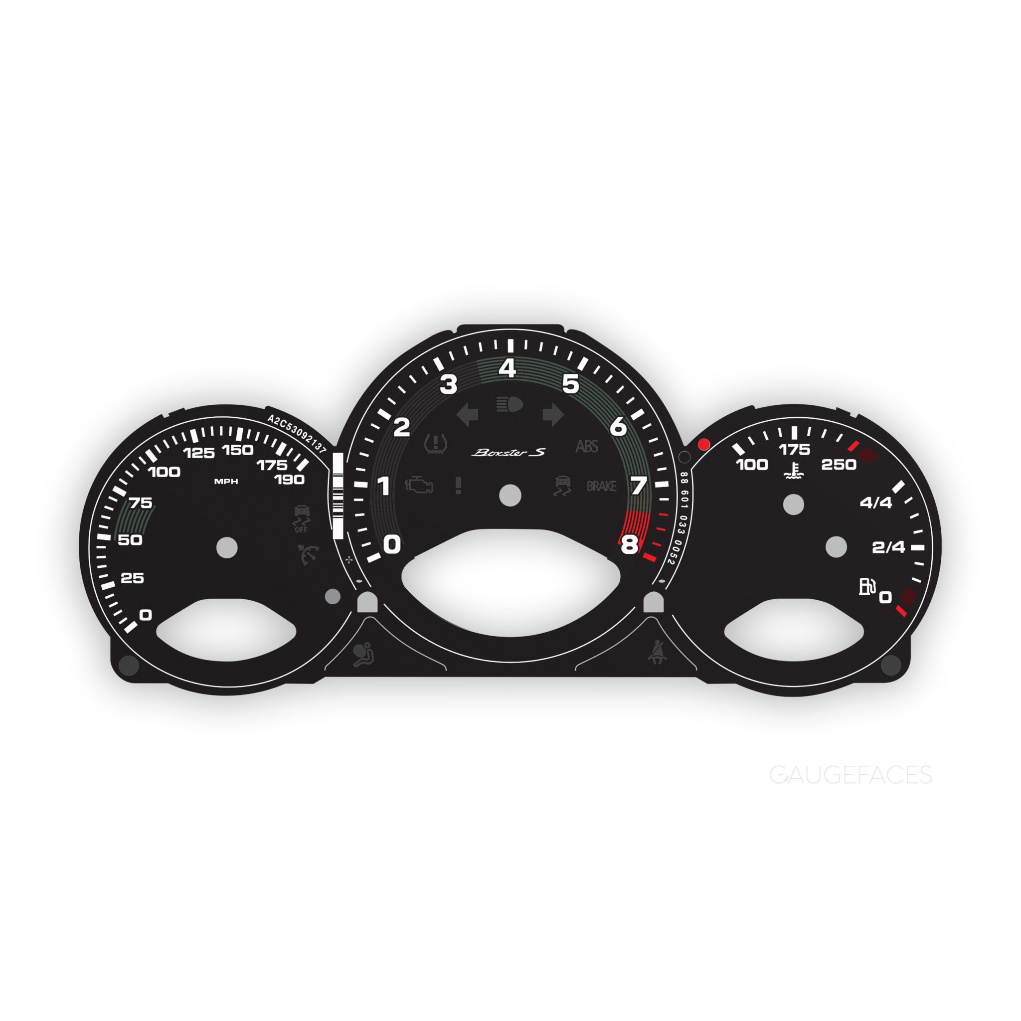 Porsche 987.2 Boxster S Instrument Gauge Face – 8000 RPM – 190 MPH ...
