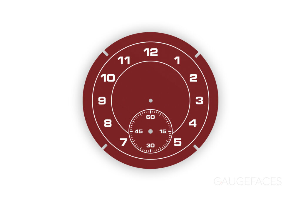 Porsche Dashboard Clock Gauge Face – 1-12 / 60 sec – Burgundy Red ...