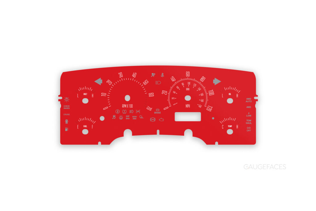2002-2005 Dodge Ram Custom Gauge Face – 7000 RPM – 120mph/200kmh – Red ...