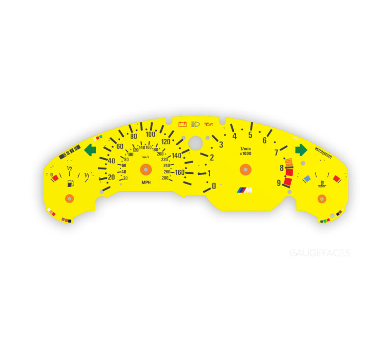BMW E36 Z3M: Gauge Faces – S54 – 170 MPH/280 KMH – 9000 RPM – Yellow ...