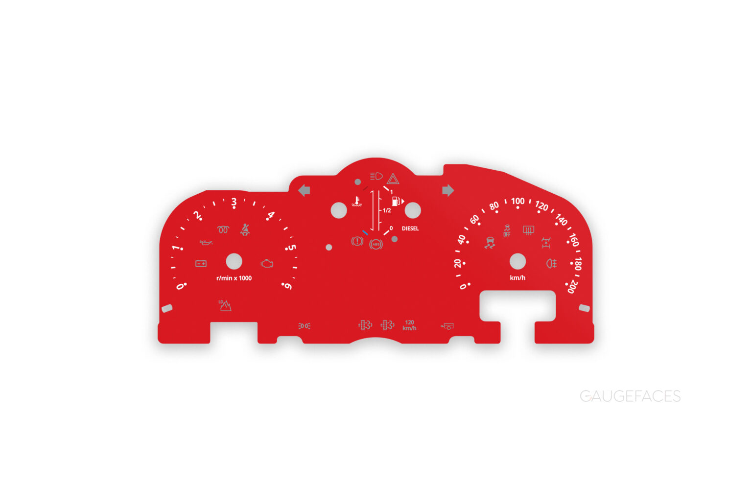Land Rover Defender Custom Gauge Face – 6000 RPM – 200kmh – Red - Gauge ...