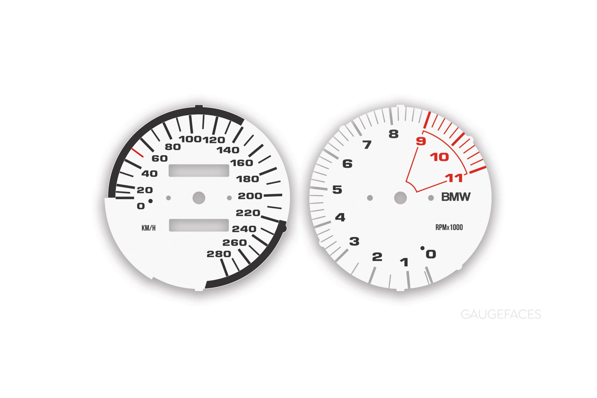 BMW K1200RS Gauge Faces – 280 KMH – 11000 RPM – White - Gauge Faces