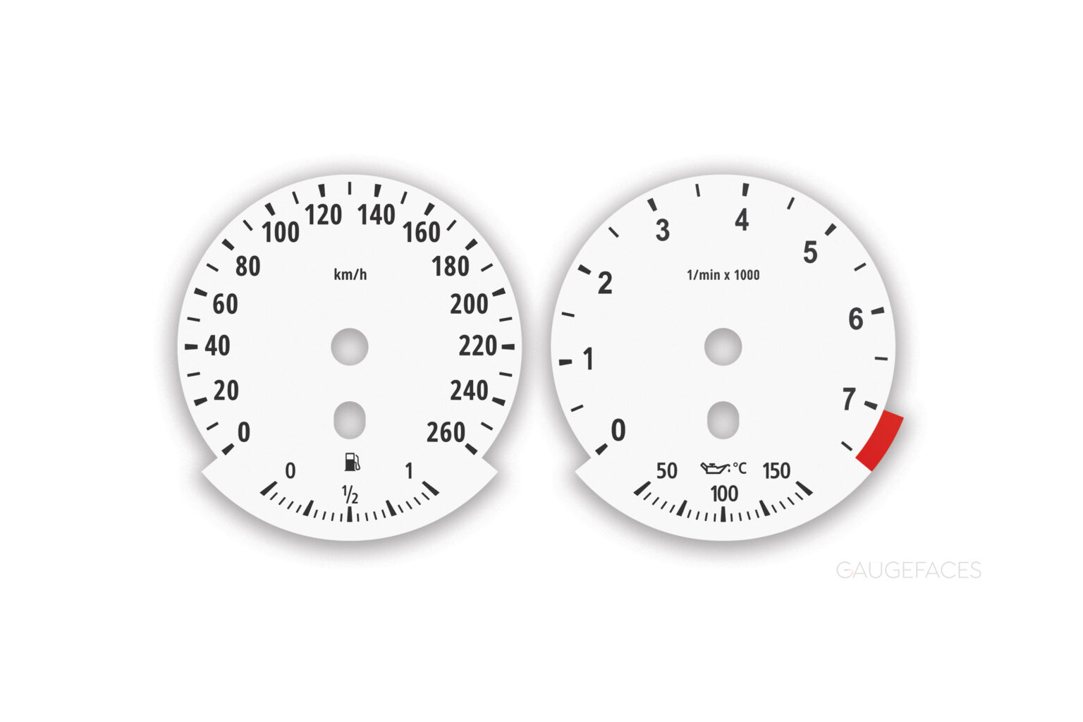 BMW E60 Custom Gauge Face – 260 KMH – 7000 RPM – White – OPTIONS ...