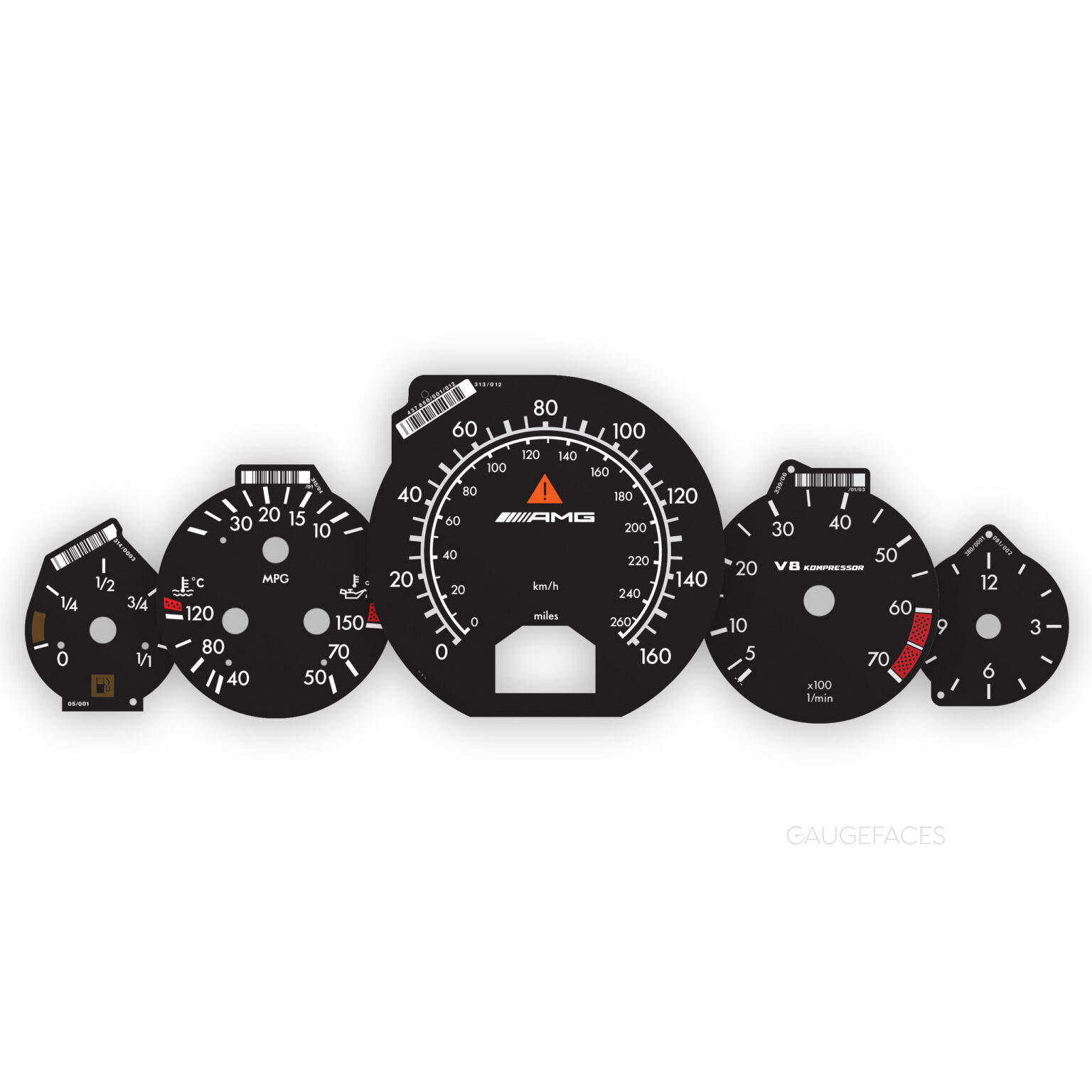 Mercedes W140 129 AMG V8 Kompressor Instrument Gauge Faces Set – MPH ...