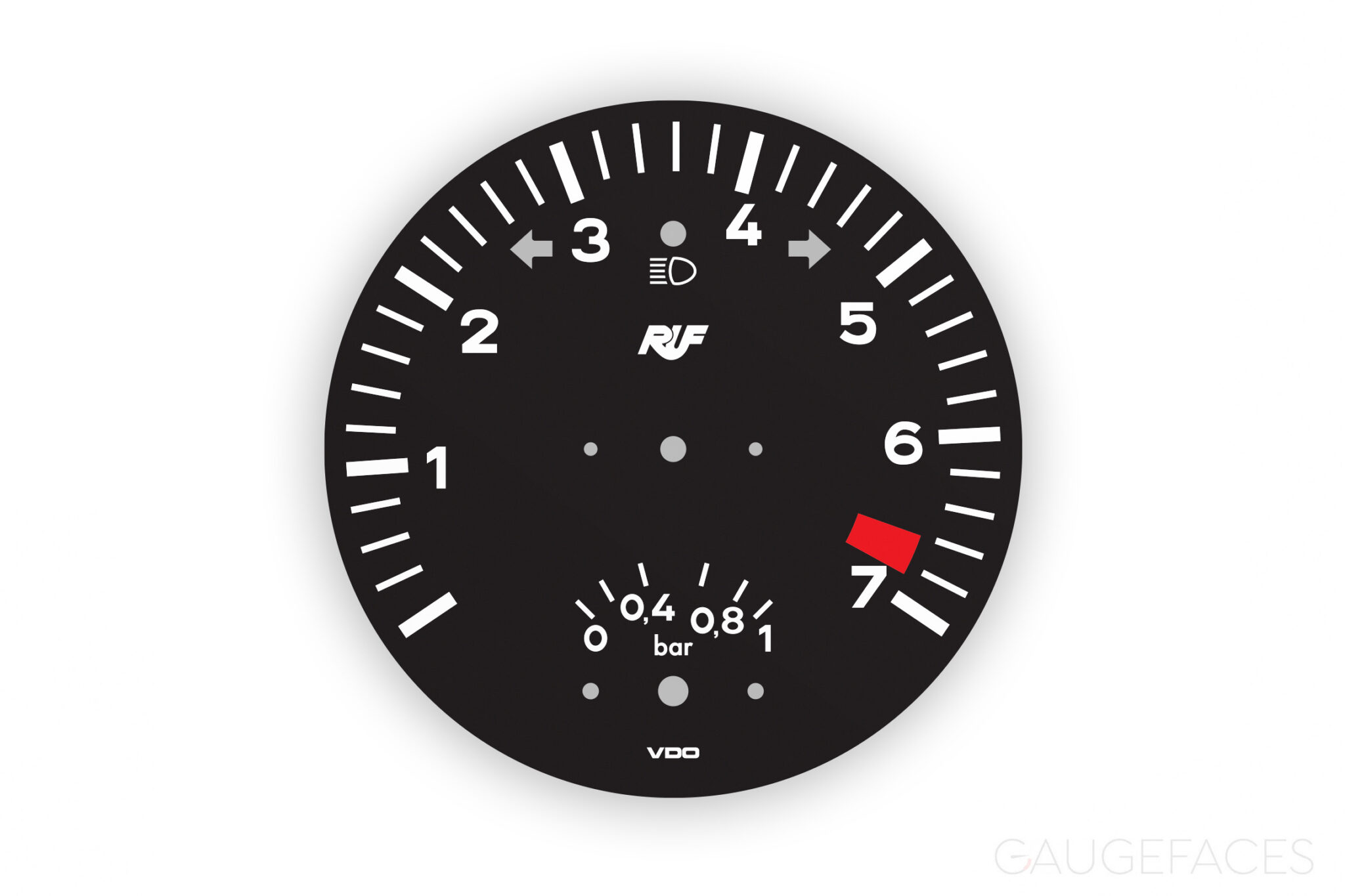 Porsche 911 930 Turbo Gauge Face Tachometer – RUF – 7000 RPM – Black ...