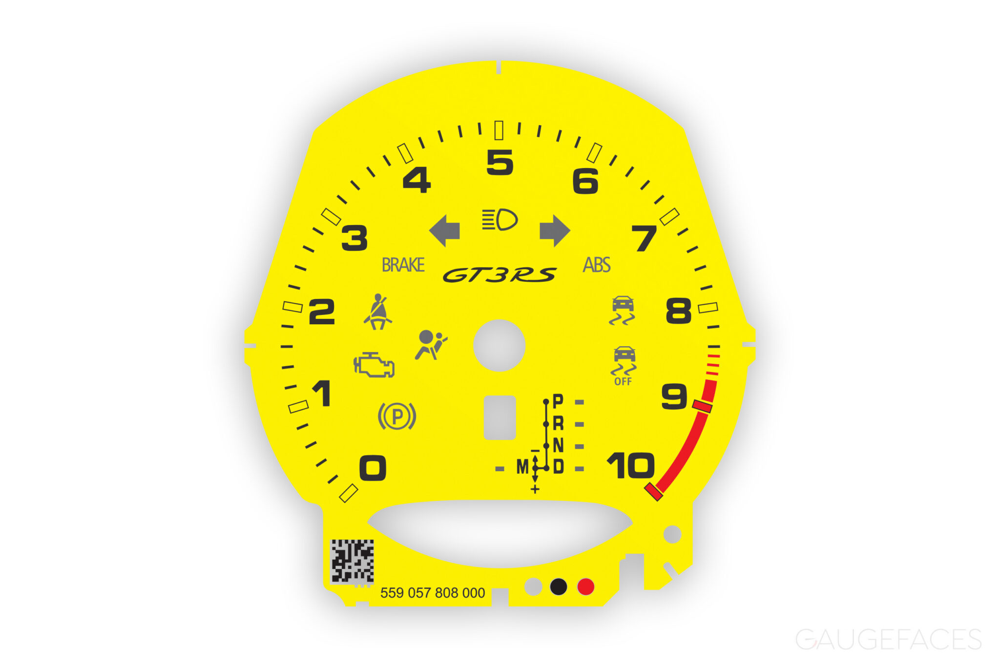 Porsche 911 991 GT3 RS Tachometer Face – 10000 RPM – Racing Yellow ...