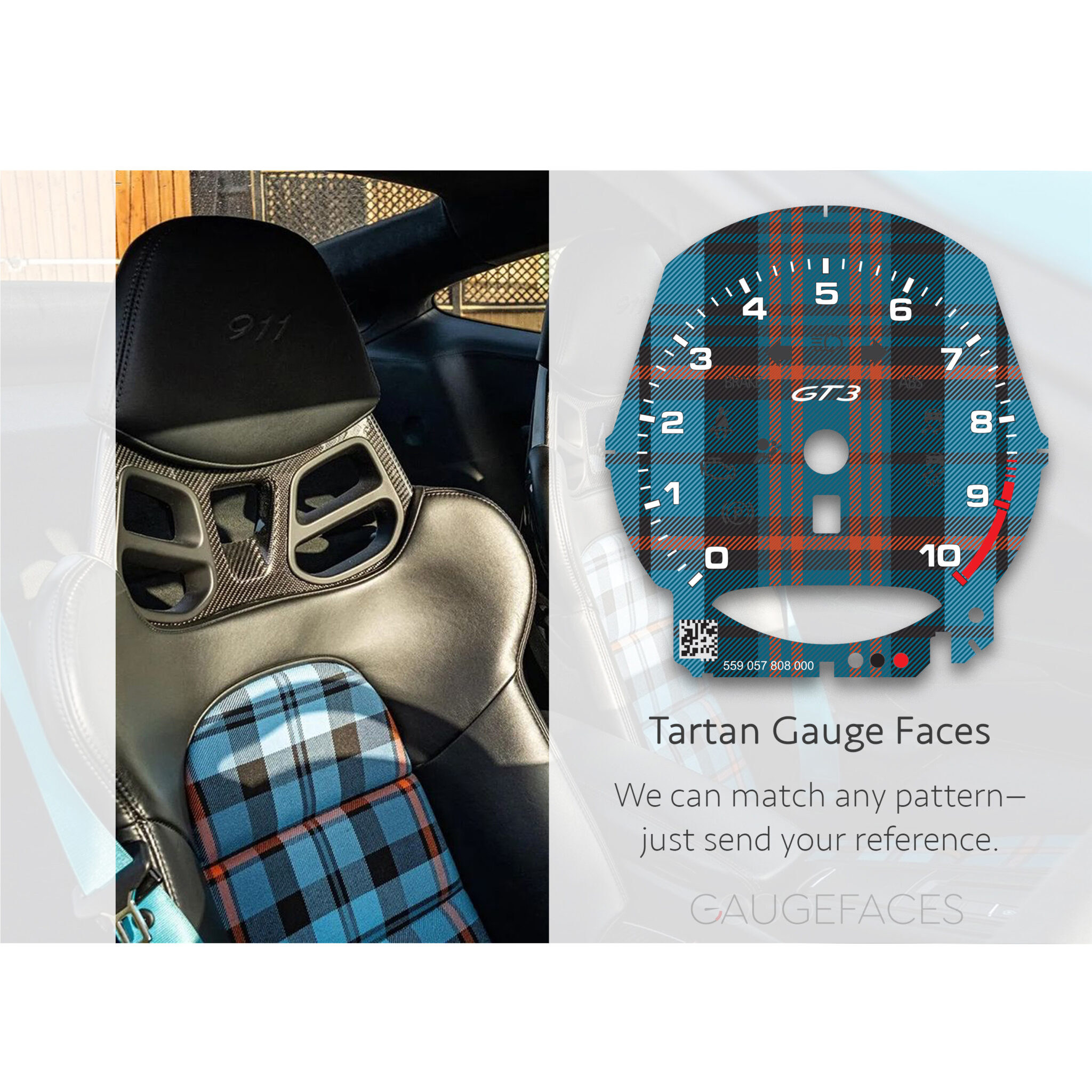 For Porsche 911 991: Gauge Faces Set – Tartan Pattern – Deep ...