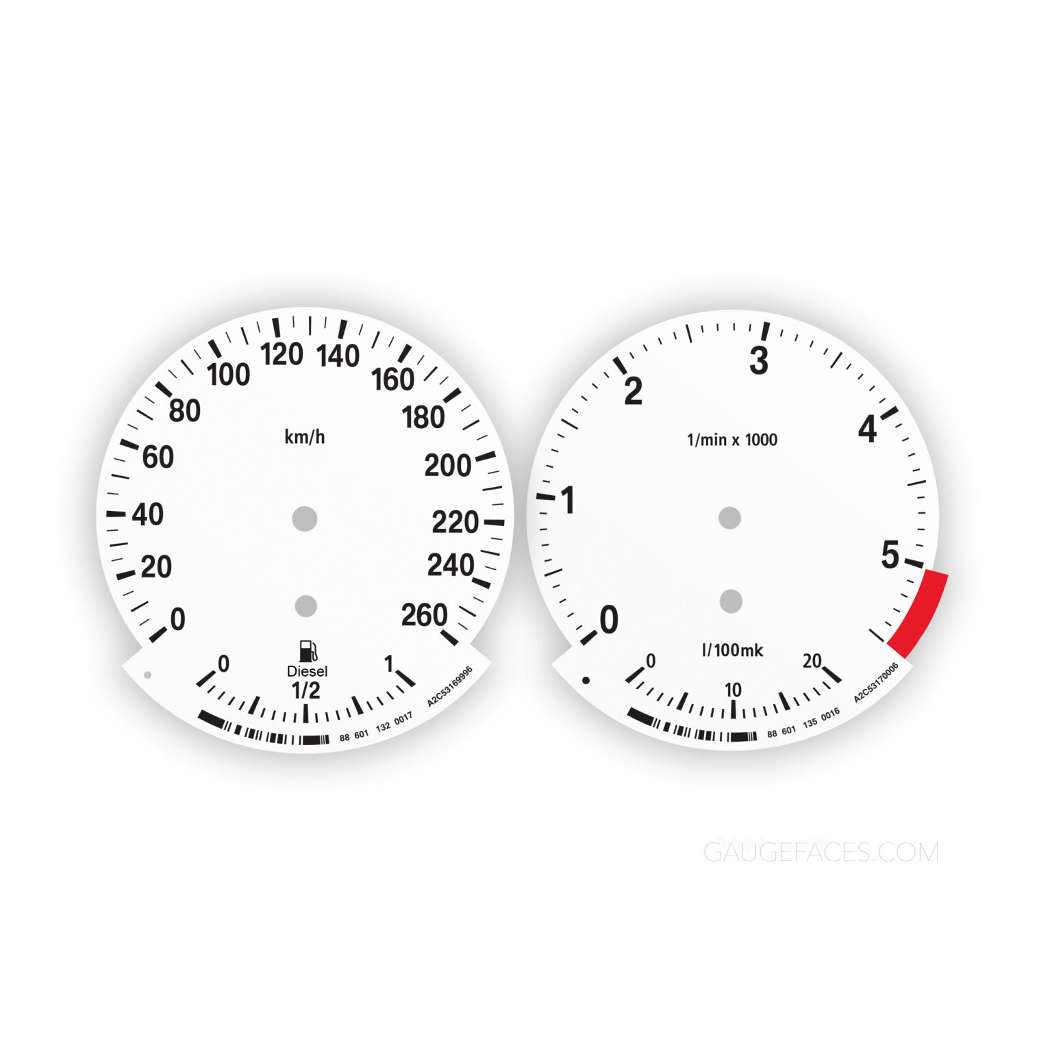 BMW Gauge Faces E70/E71 – Diesel – 5500 RPM – OPTIONS – White - Gauge Faces