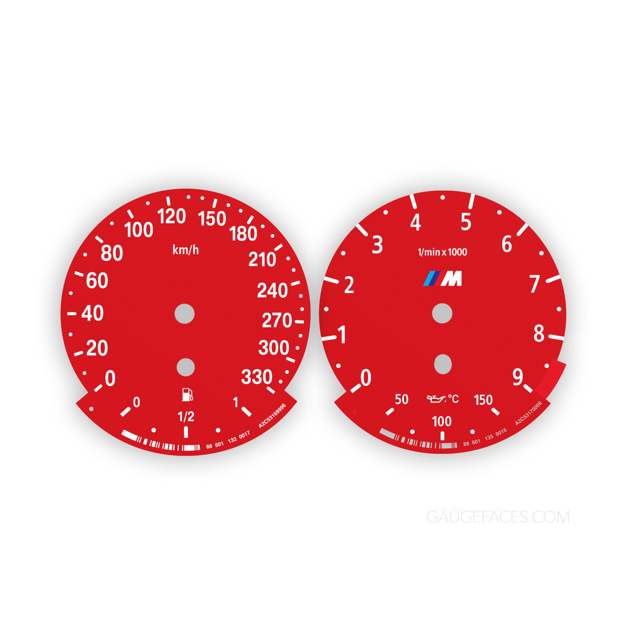BMW M-Style: Gauge Faces – M6 – 200MPH/330KMH – 9000 RPM – Red - Gauge ...