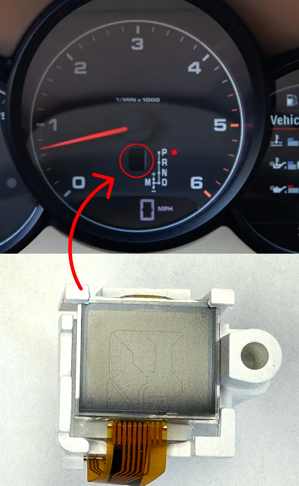 OEM Porsche PDK Gear Indicator LCD Display for 958 Cayenne / 970 ...