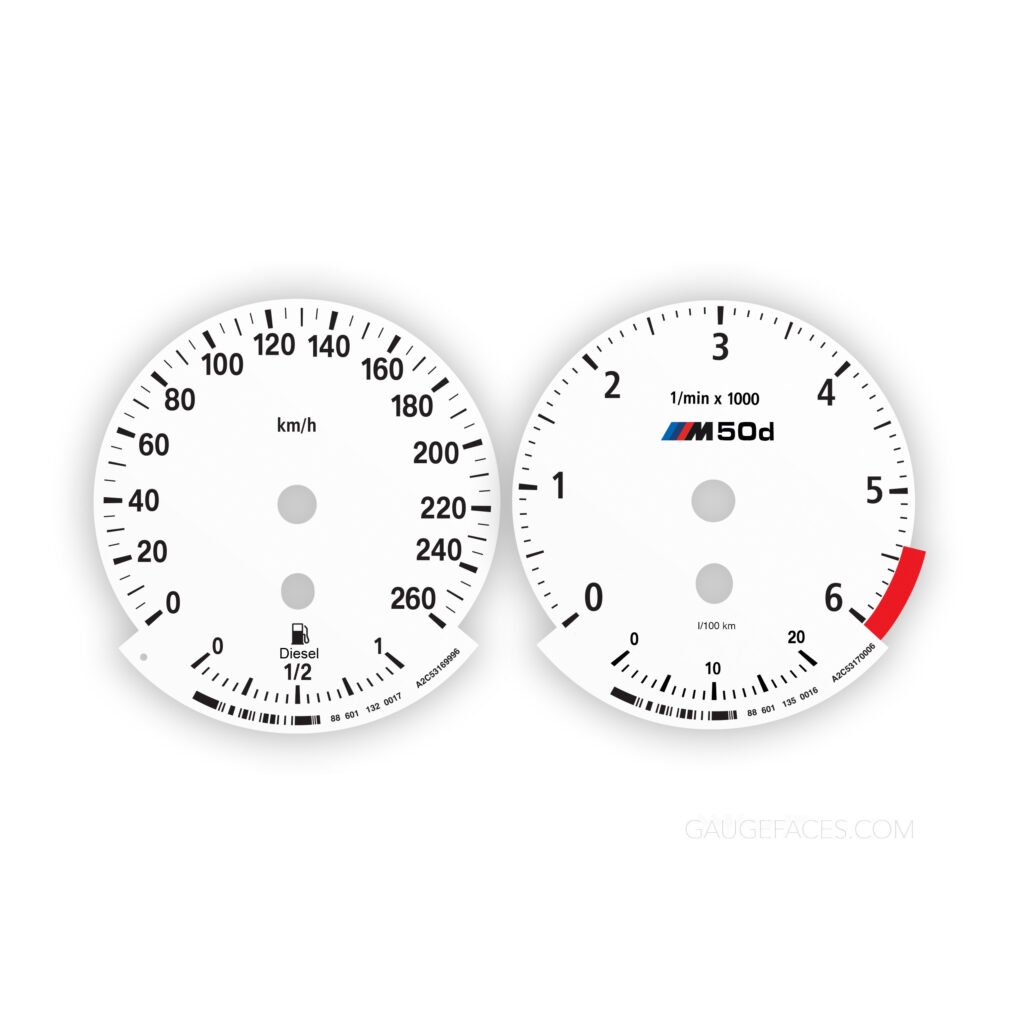 BMW M-Logo: Gauge Faces – E70/E71/M50d – DIESEL – 160 MPH/ 260 KMH ...