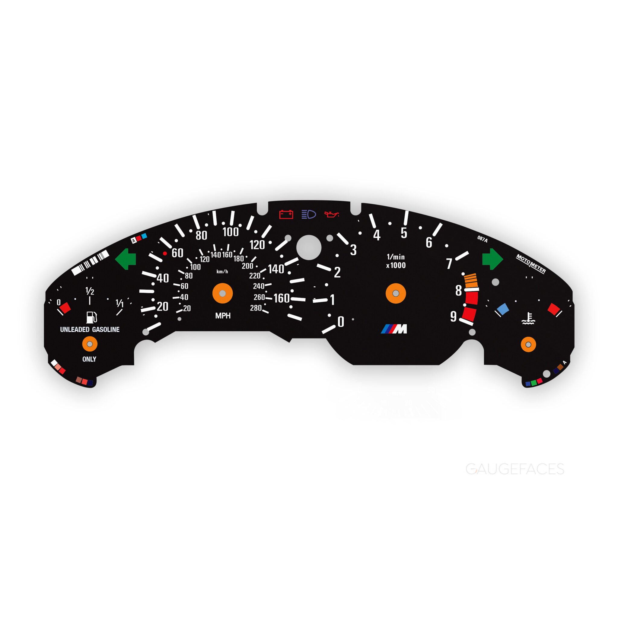 BMW Z3M: Gauge Faces – S54 – 160MPH / 280KMH – 9000 RPM – OPTIONS ...