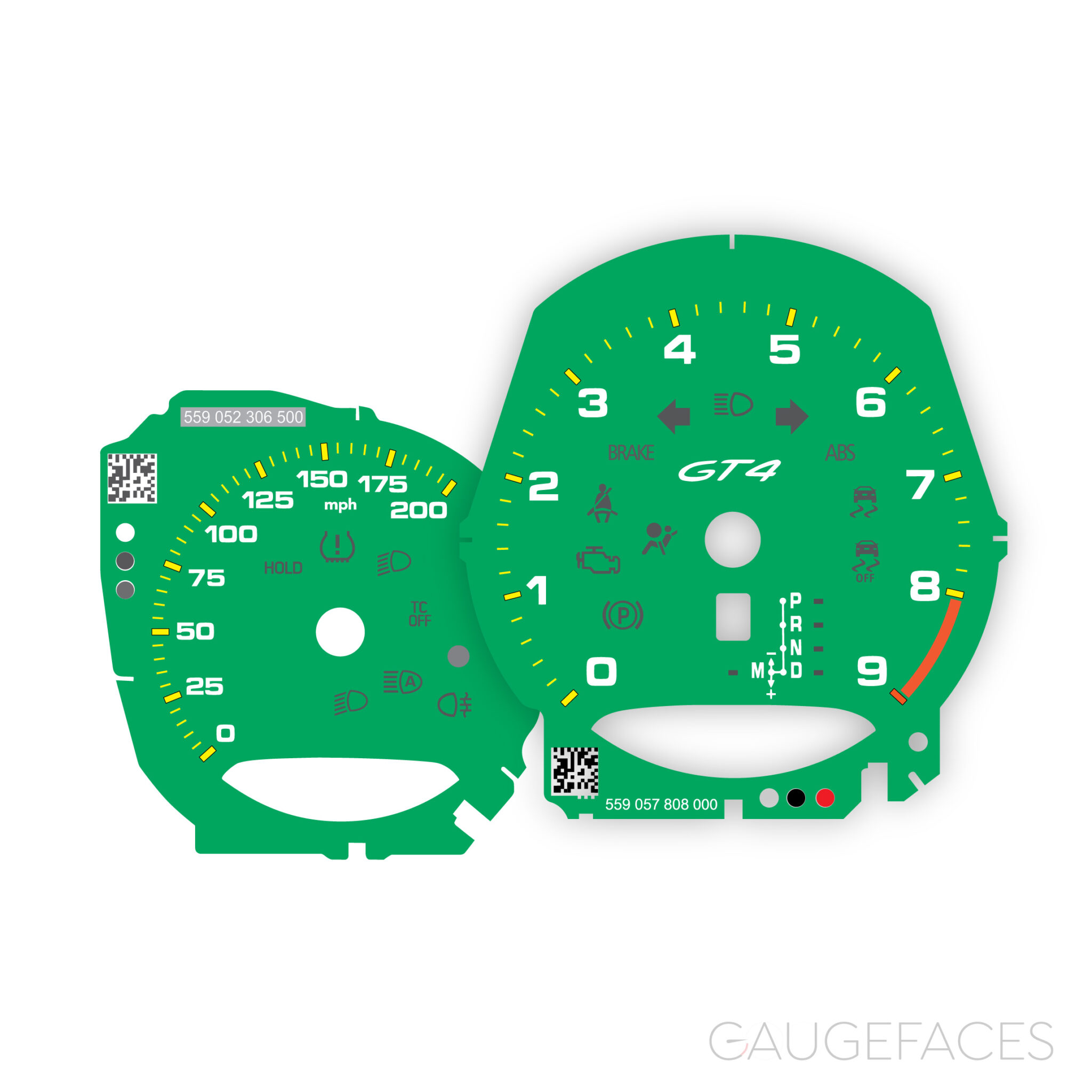 For Porsche 718 / 981 Cayman GT4: Gauge Faces – OPTIONS – Python Green ...