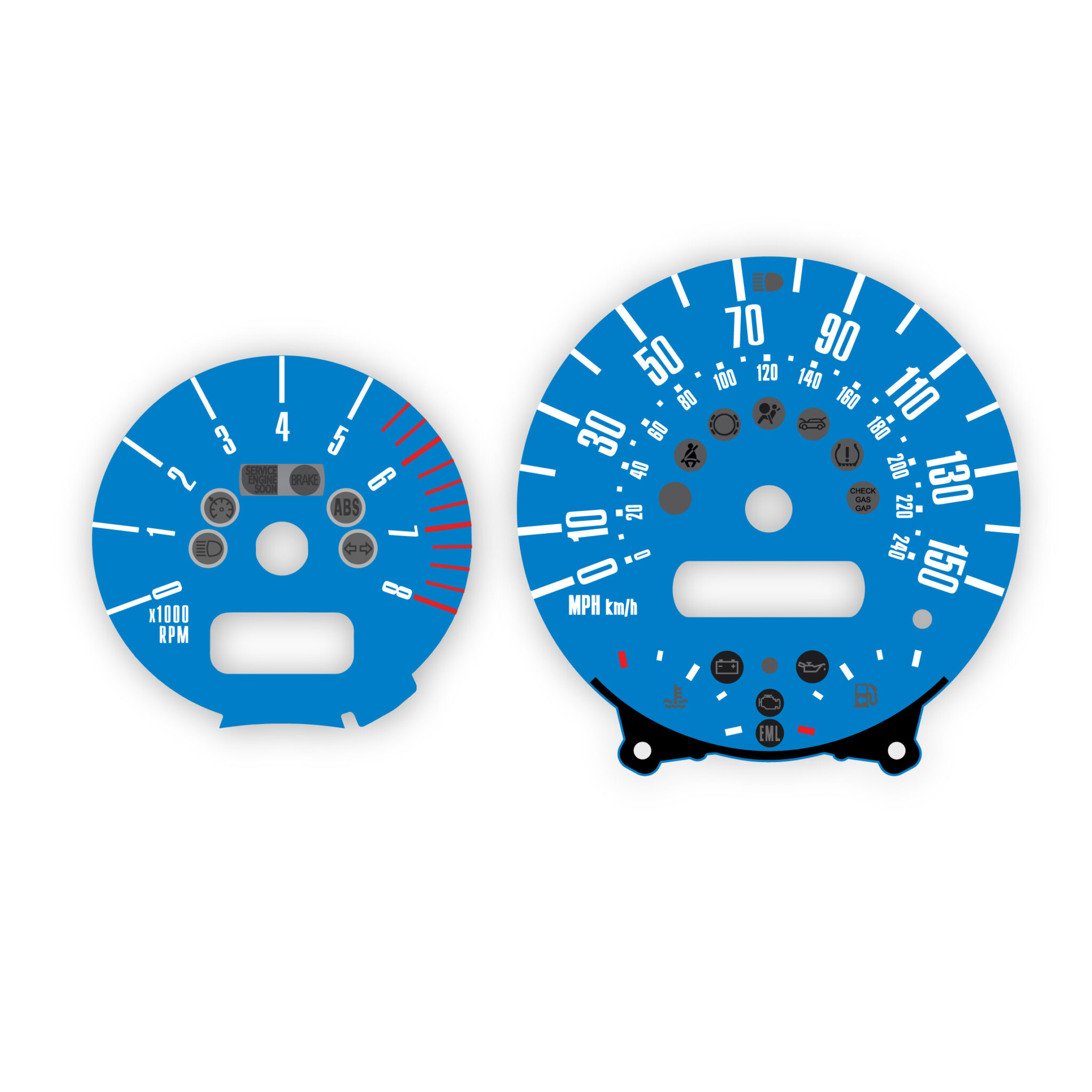 Custom Order: Mini Cooper S R53 Gauge Faces – Blue - Gauge Faces