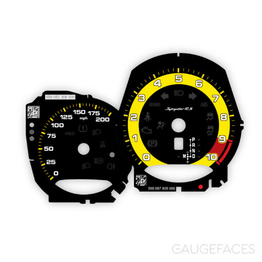 For Porsche 718 Spyder RS: Gauge Faces – OPTIONS – Black with Yellow ...